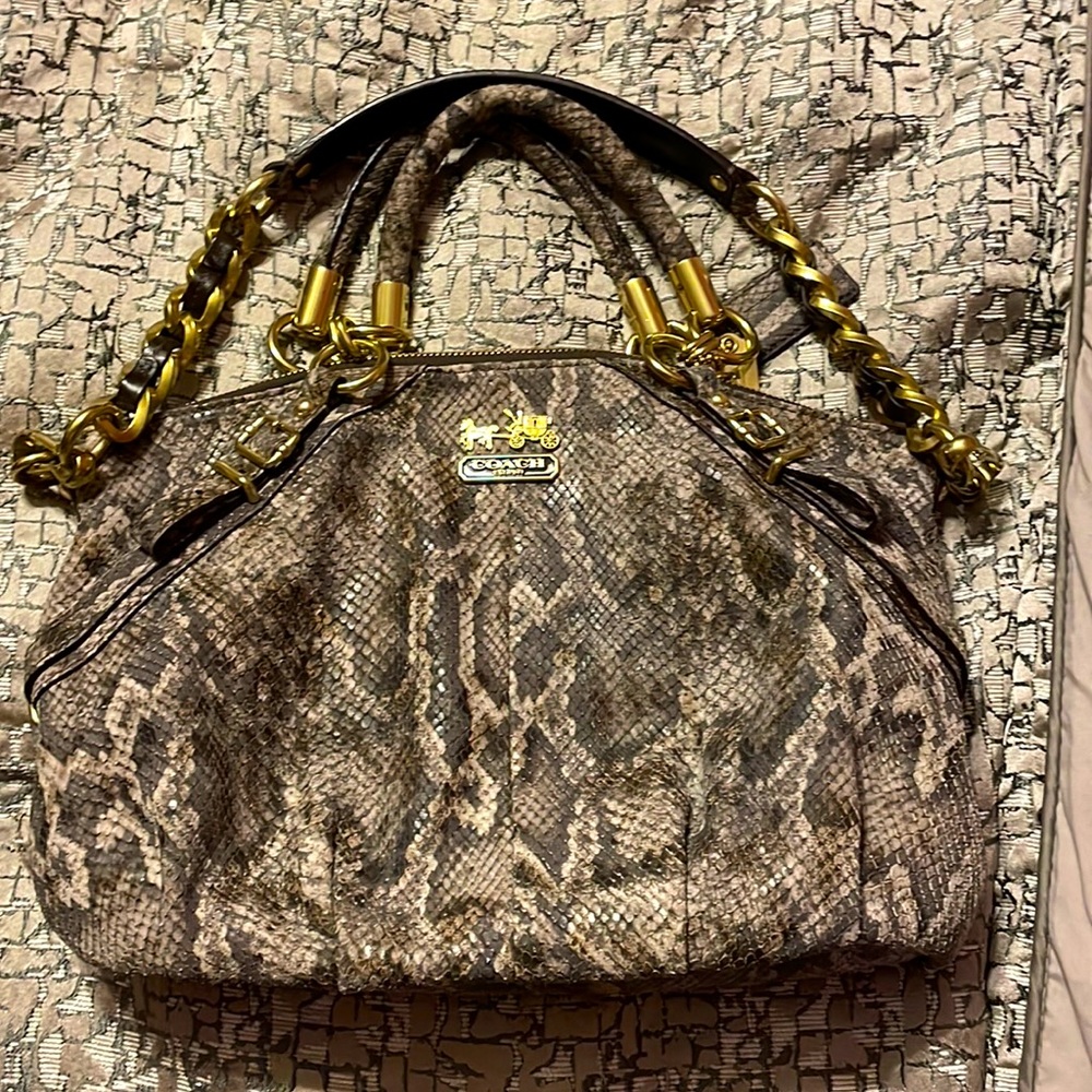 Coach Madison Embossed Python Sophia Satchel Purple L… - Gem